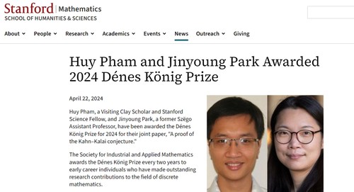 Vietnamese mathematician wins international award for discrete mathematics